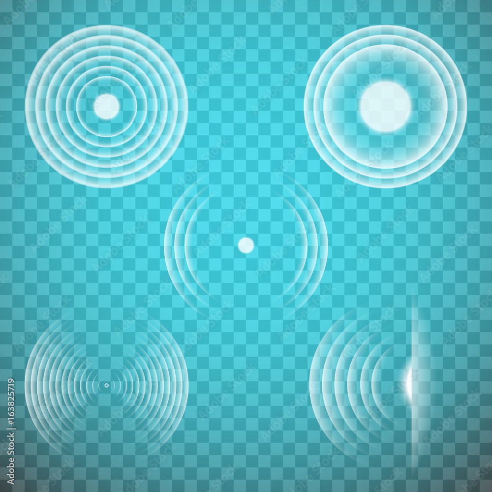 Vector set of isolated transparent sound waves design elements. Sonic ...