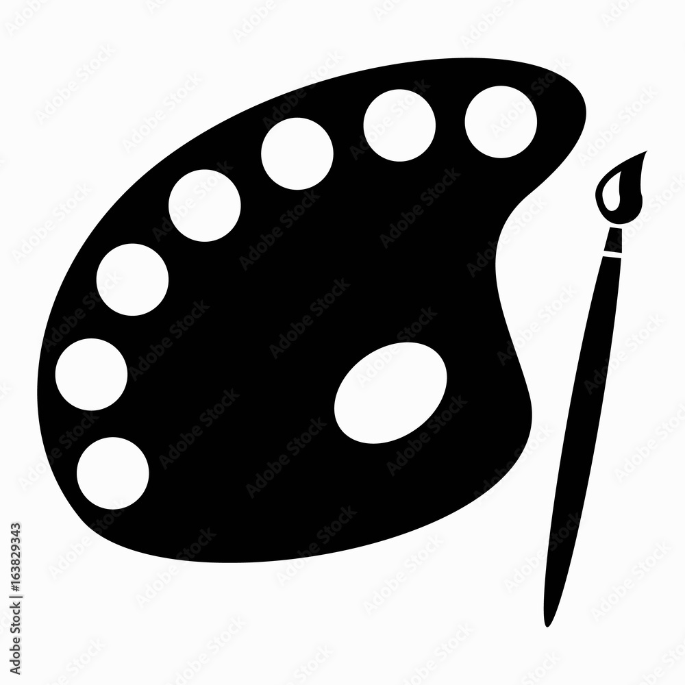 The black palette on a white background. Concept, creativity, drawing ...