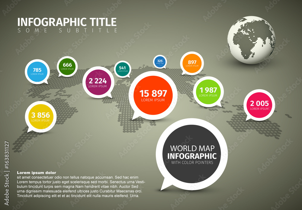 World Map Infographic with Speech Bubble Markers 1 Stock Template ...