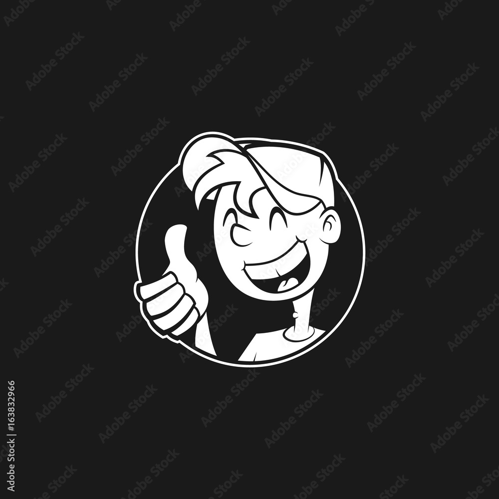 Vecteur Stock The emblem guy shows like in the circle. Man logo sticker ...