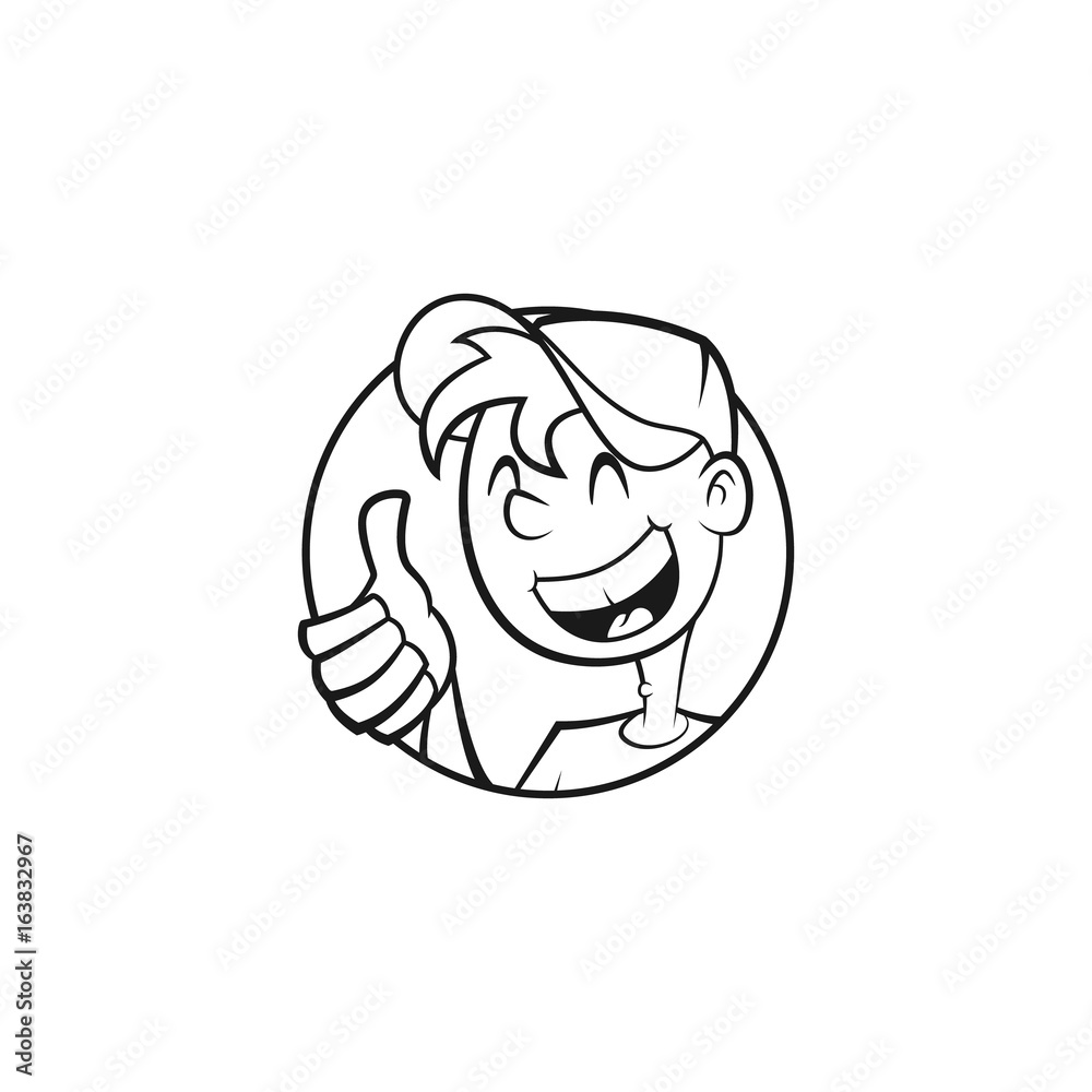 The emblem guy shows like in the circle. Man logo sticker. Vector ...