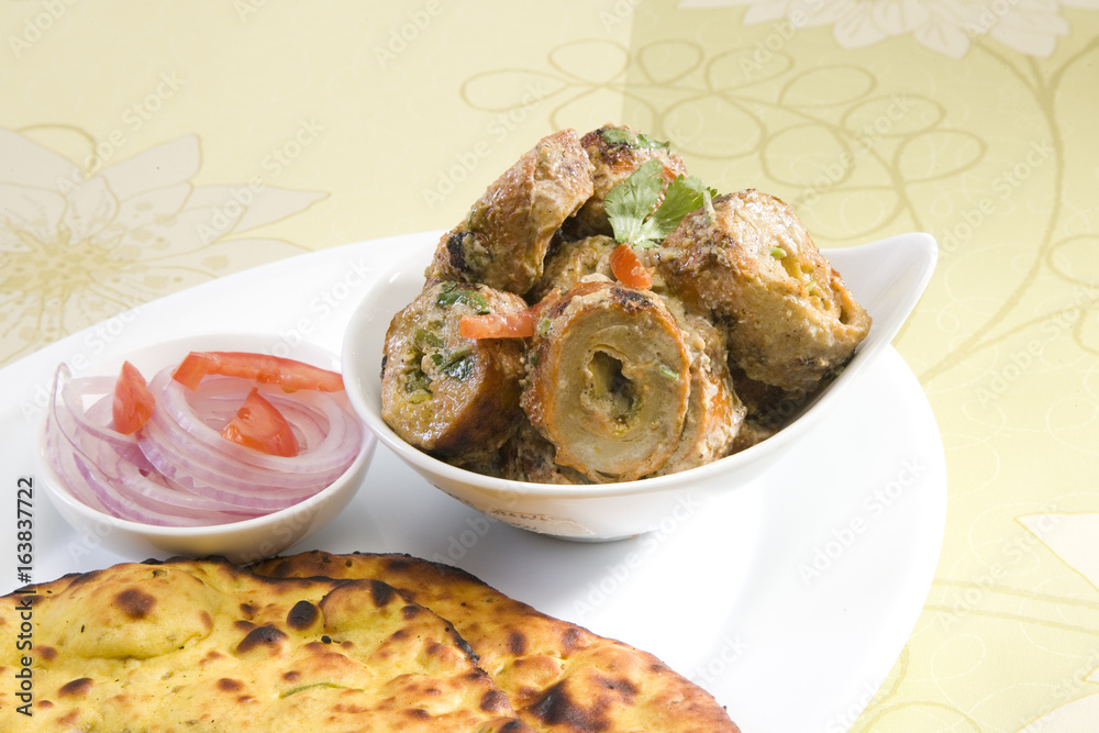 Soya Chaap with Missi Roti Stock Photo | Adobe Stock