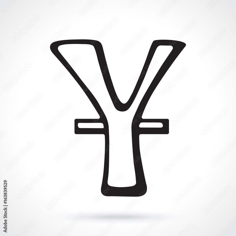 Silhouette of Chinese yuan sign with one line. Vector illustration. The ...