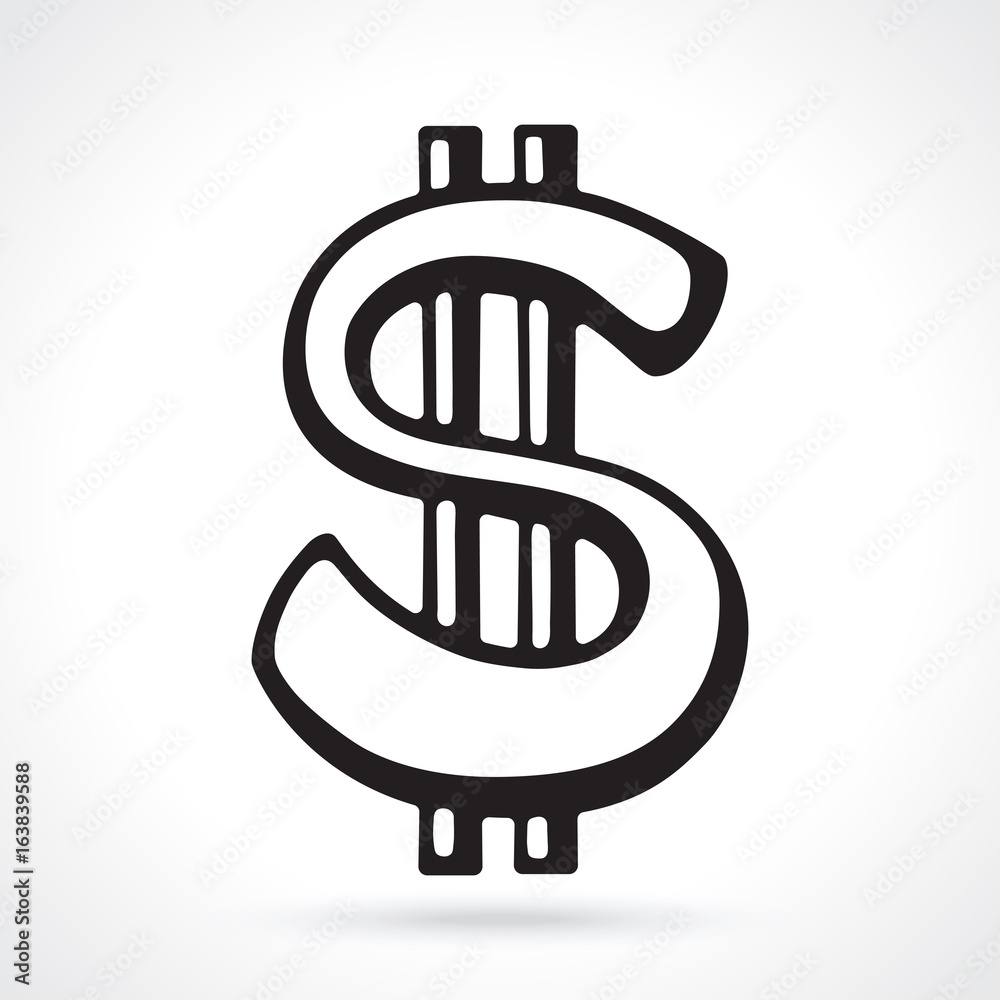 Silhouette of American dollar sign with two vertical lines. Vector ...