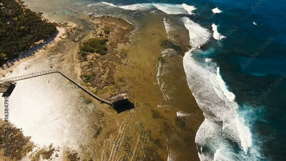 Viewpoint in the ocean at Cloud Nine surf point, Siargao island ...