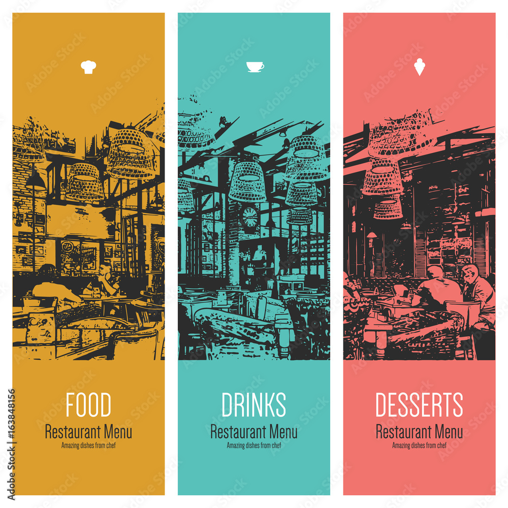 Restaurant menu design. Vector menu brochure template for cafe, coffee ...