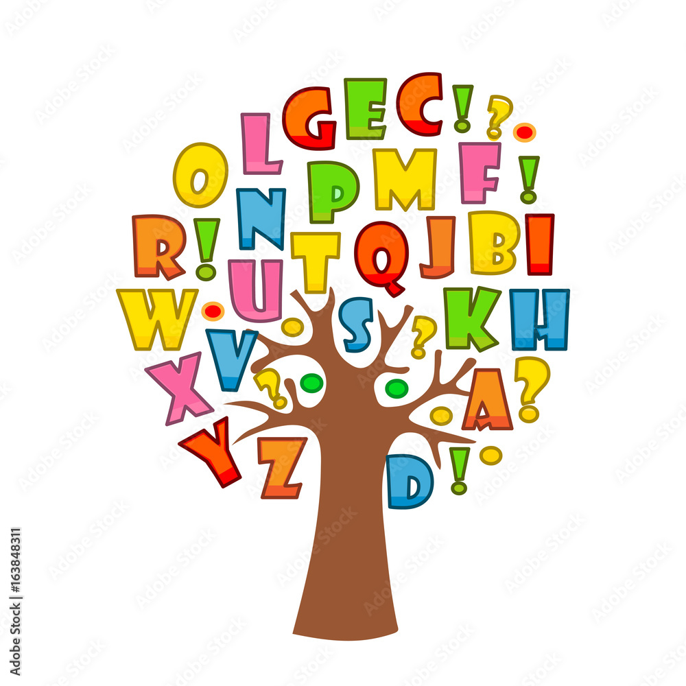 Art tree with letters of alphabet for your design Stock Vector | Adobe ...