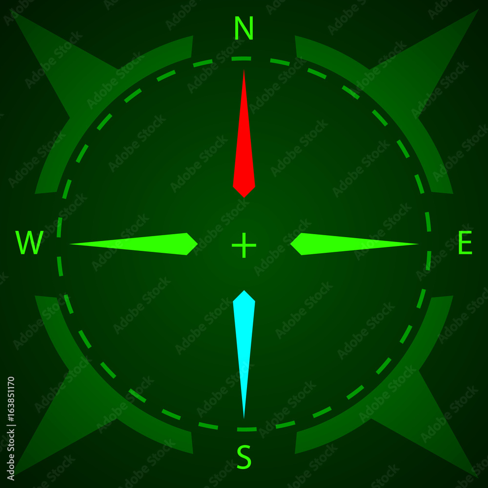 Compass Display Compass With Illumination Vector Illustration Stock Vector Adobe Stock
