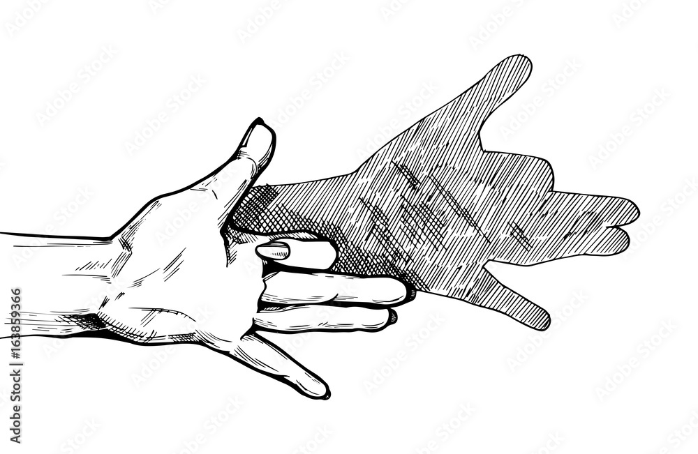 Dog shadow hand puppet figure Stock Vector | Adobe Stock