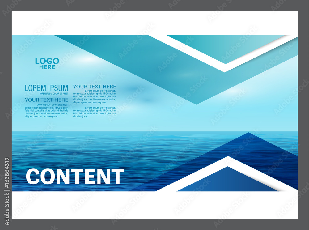 Seascape and blue sky presentation layout design template background ...