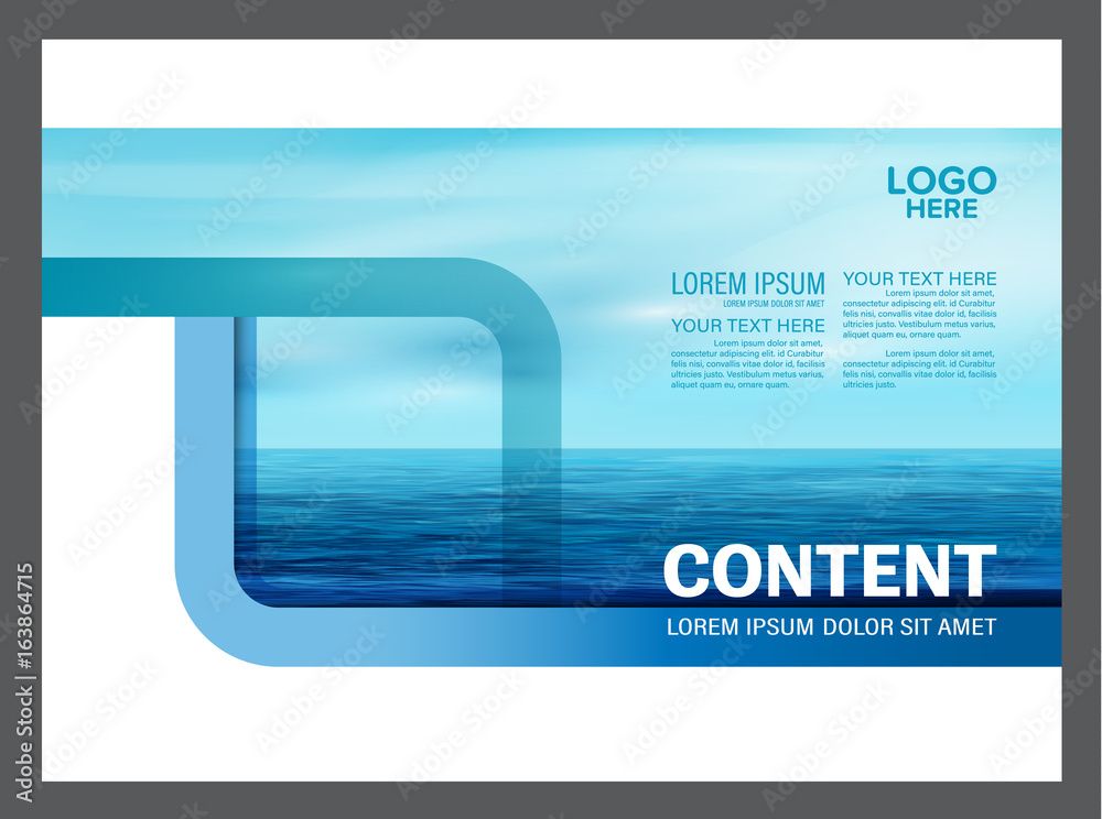 Seascape and blue sky presentation layout design template background ...