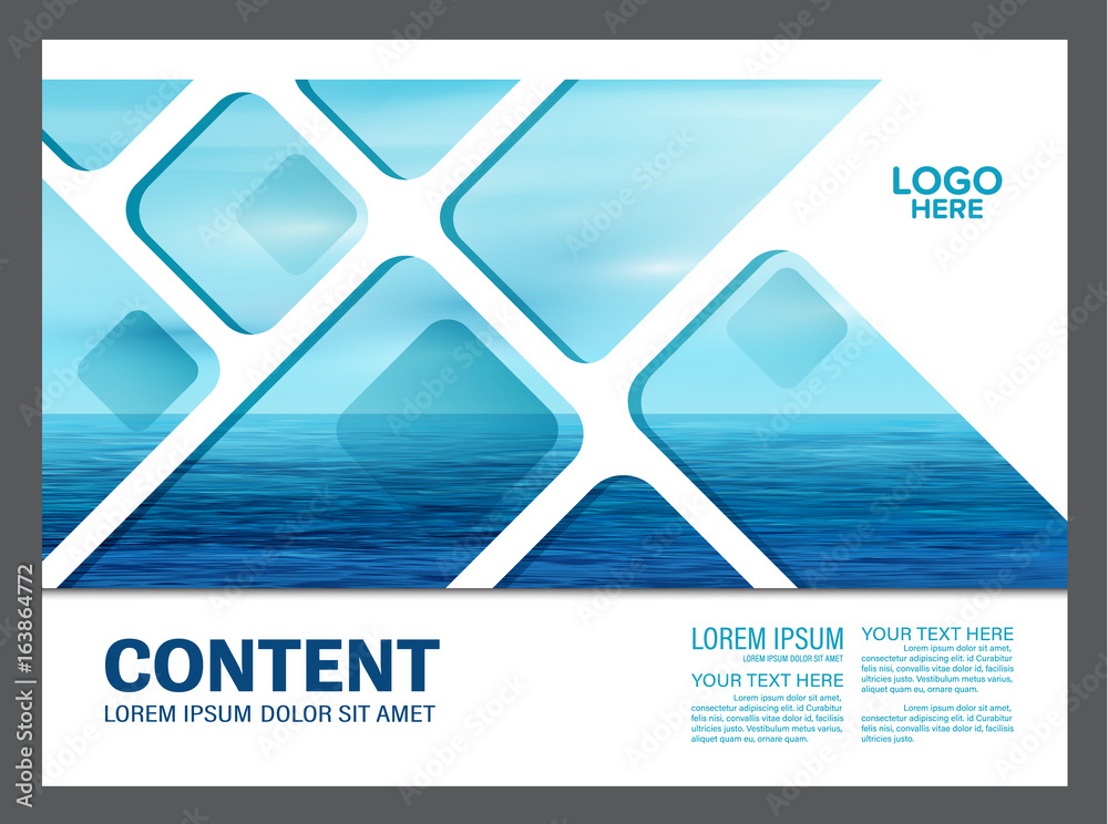 Seascape and blue sky presentation layout design template background ...