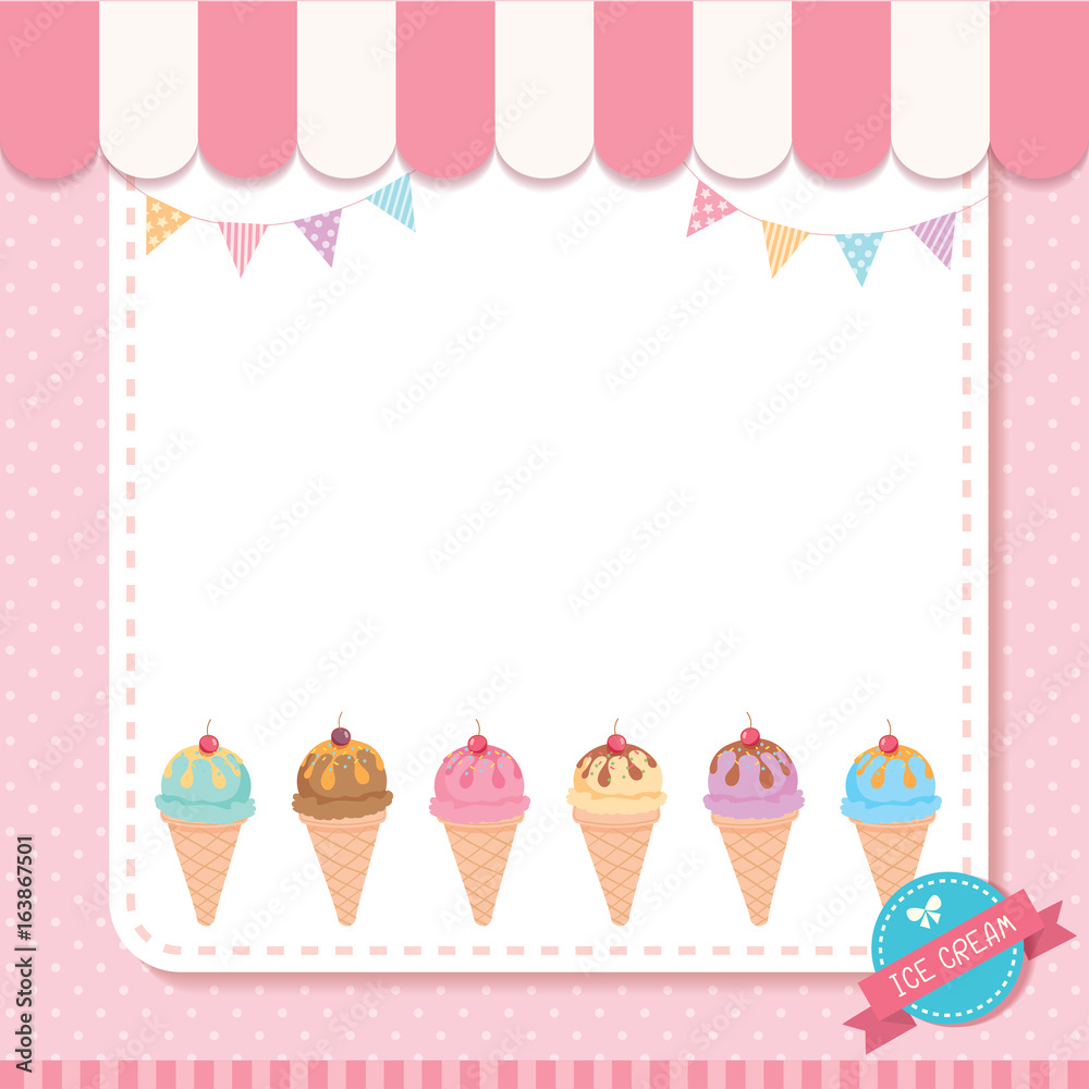 Ice cream cone menu template on pink background. Stock Vector | Adobe Stock