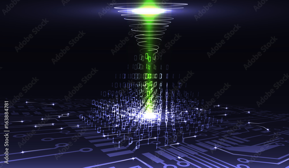 Dark blue color Light Abstract pixels Technology background for ...