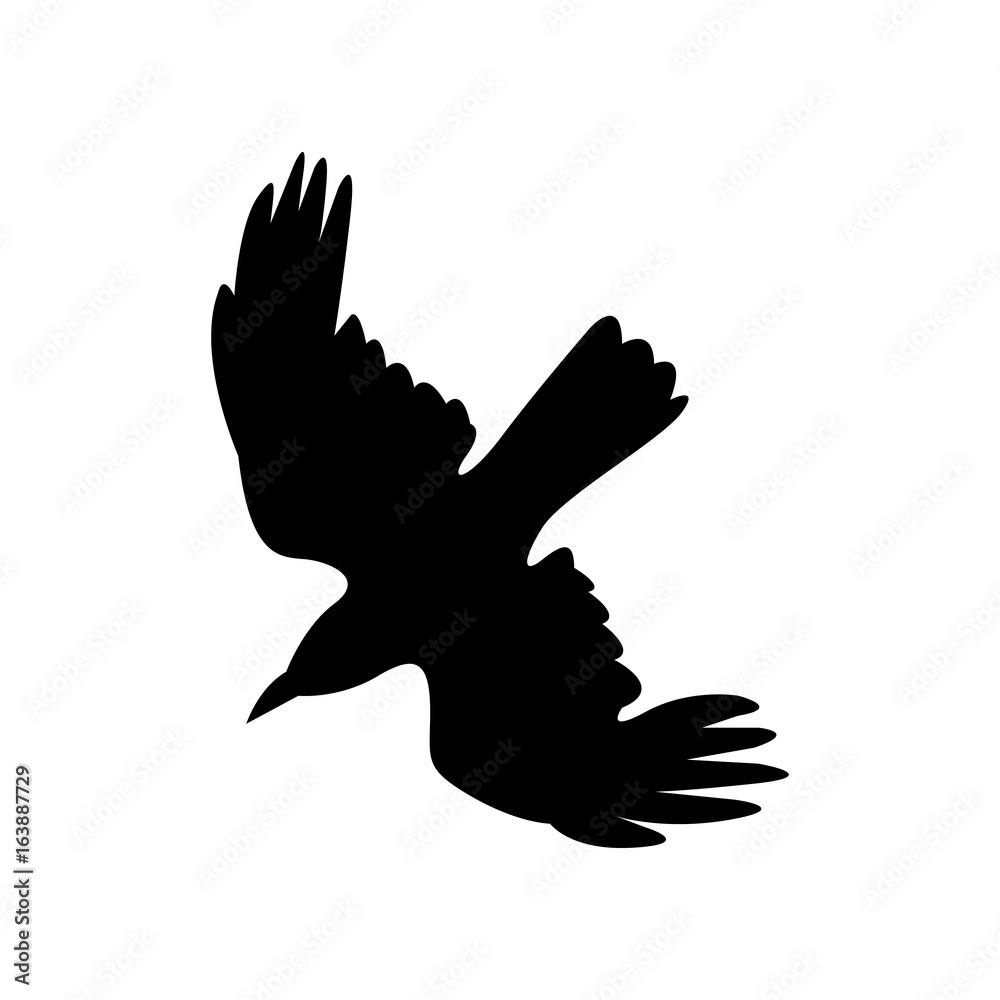 The crow icon. Bird and flight, eagle symbol. Flat Vector illustration ...