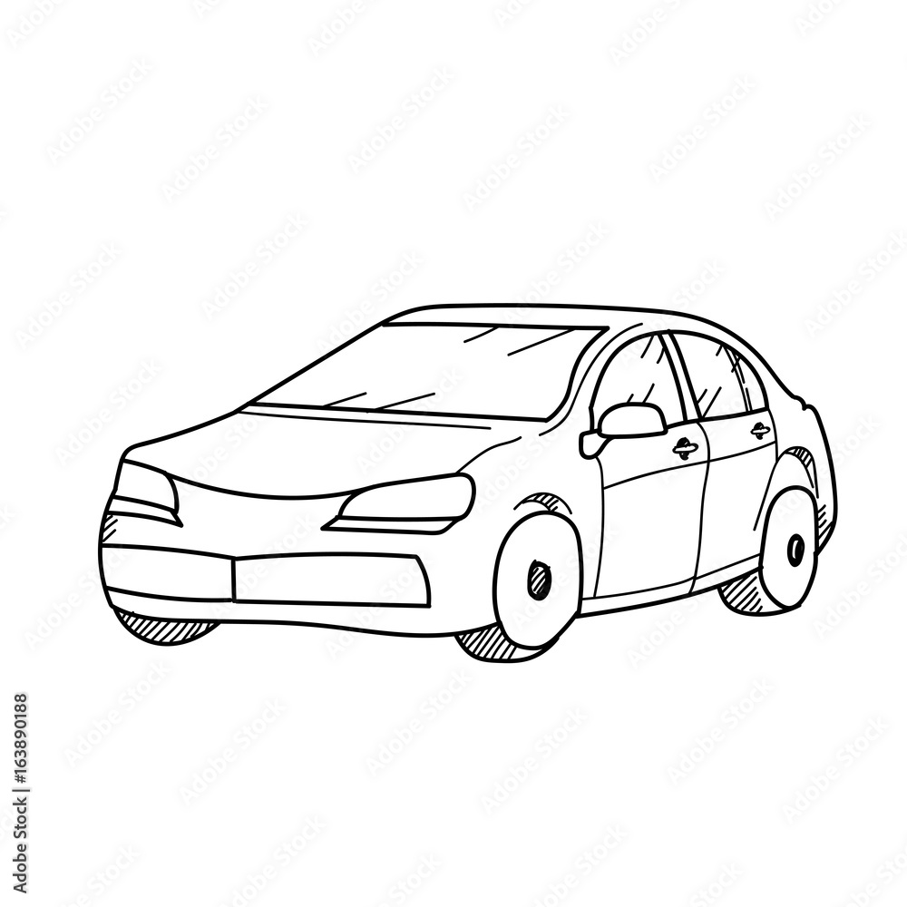 Car freehand drawing illustration on white background Stock ...