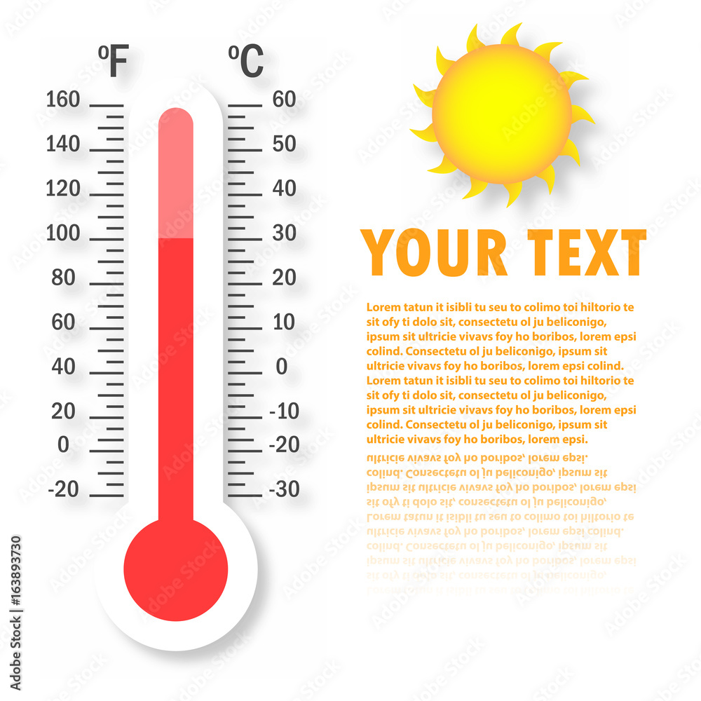 Temperature logo with shadow. Warm temperature vector de Stock | Adobe ...