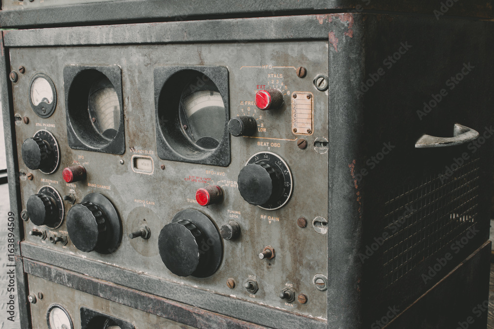 The old classic rack box of military communication radio bandswitching ...