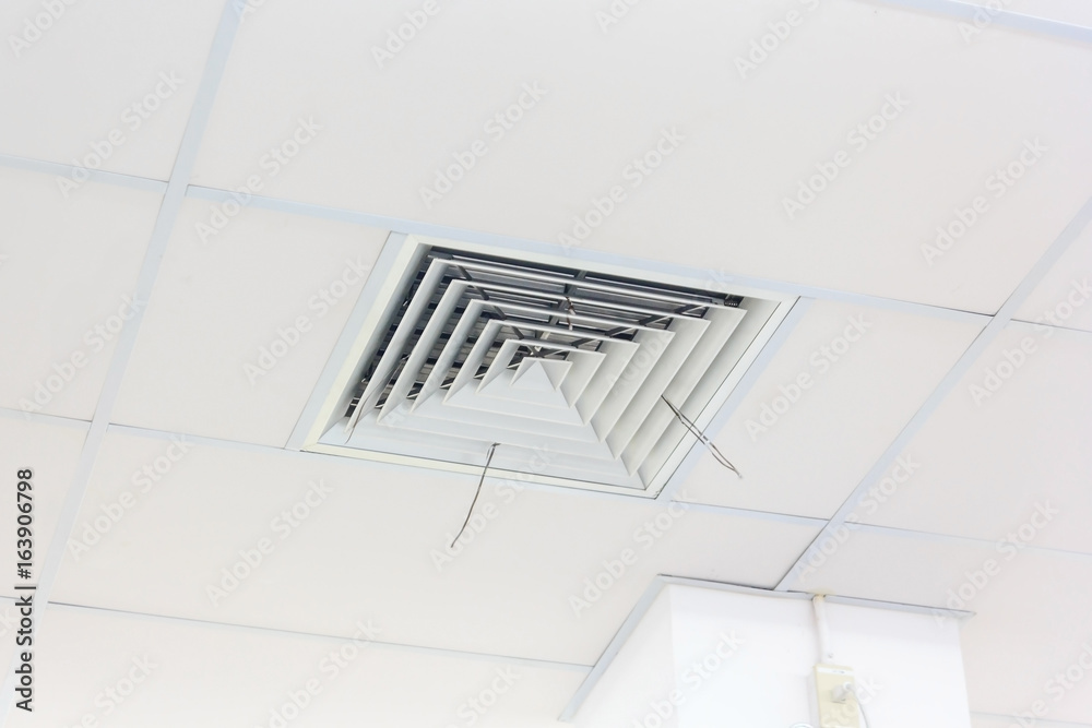 Air conditioning, ceiling vents wind blowing out in supermarket. Stock ...
