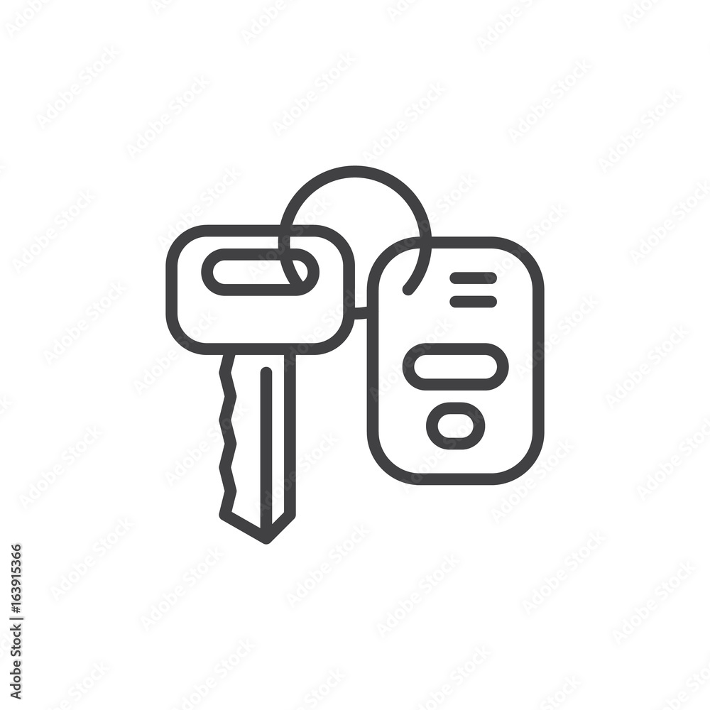 Car key line icon, outline vector sign, linear style pictogram isolated ...