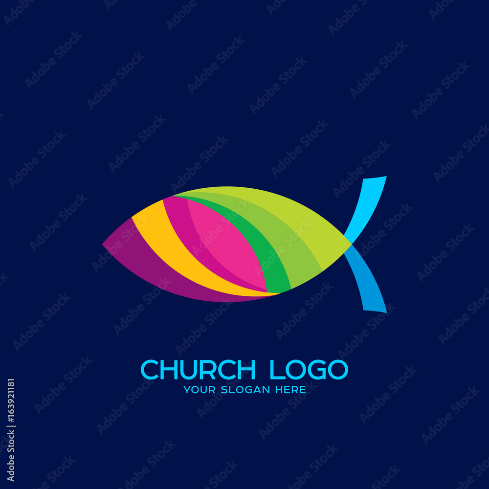Church logo. Christian symbols. Fish - the symbol of Jesus Christ Stock ...