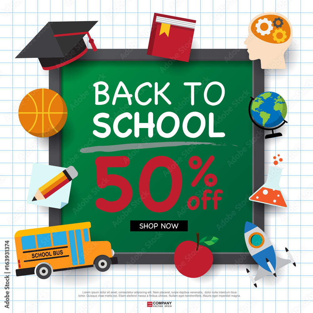 Back to school Design Template,Back to school shopping brochure Stock ...