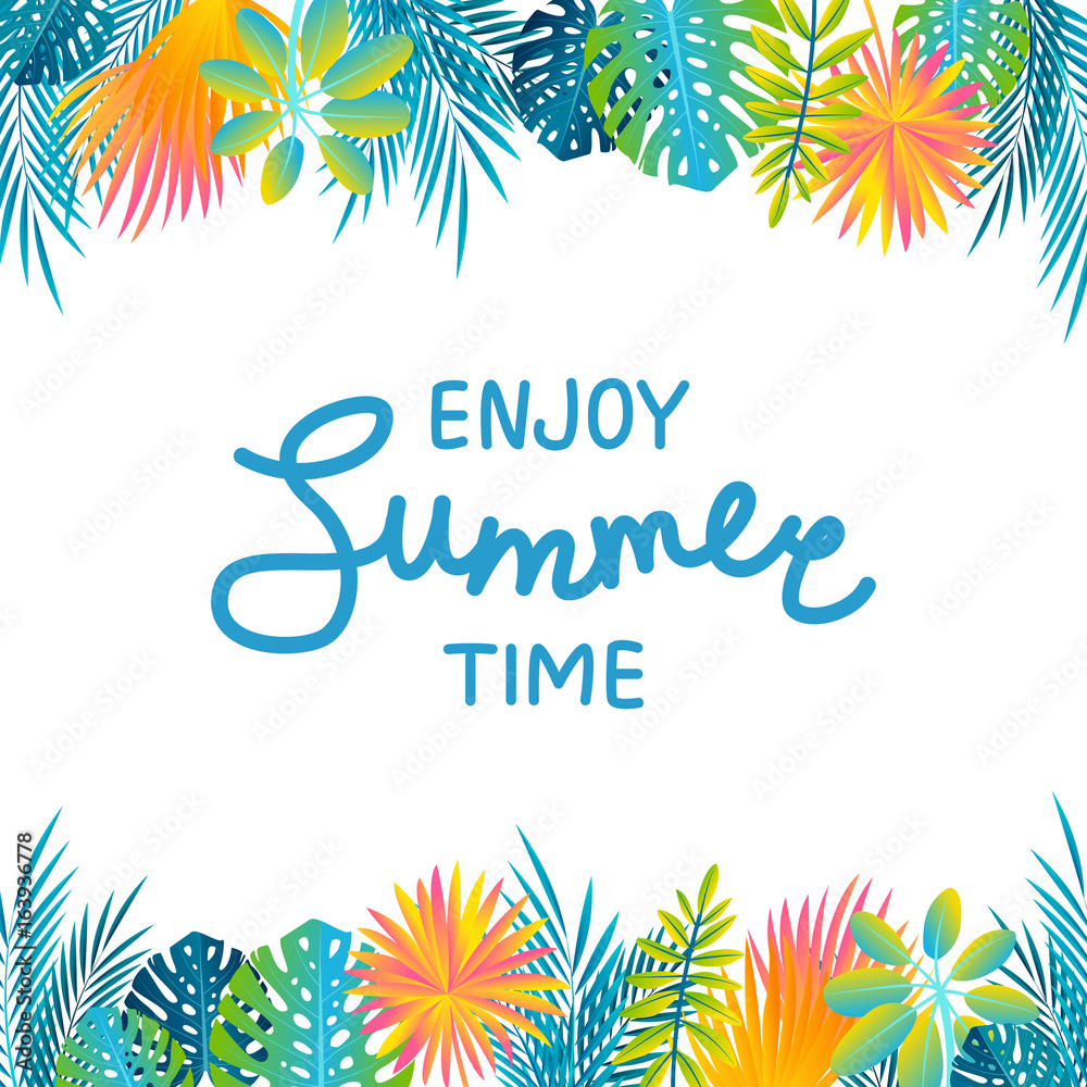 Tropical leaves background for Your summer design Stock Vector | Adobe ...