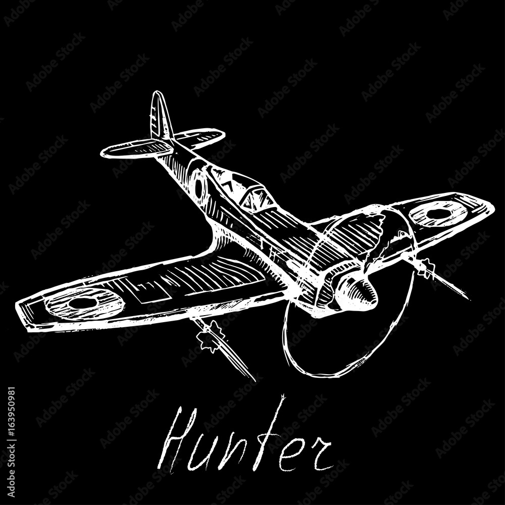 fighter jet preparing to attack, hand drawing vector illustration Stock ...