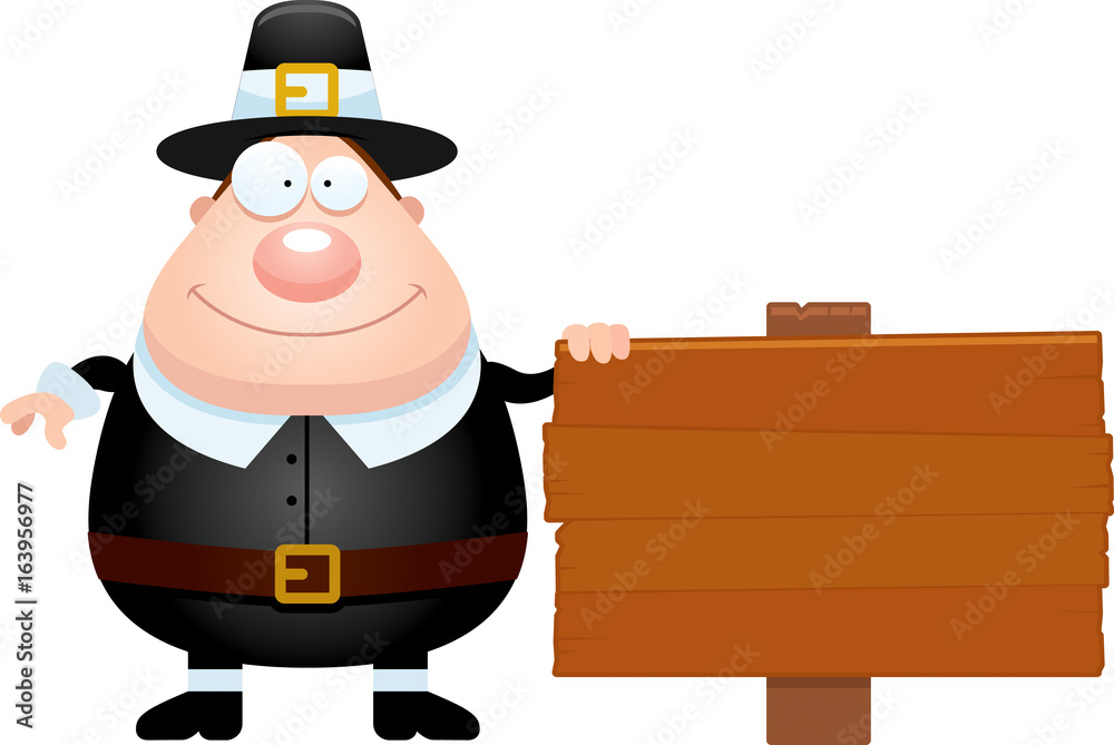 Cartoon Pilgrim Sign Stock Vector | Adobe Stock