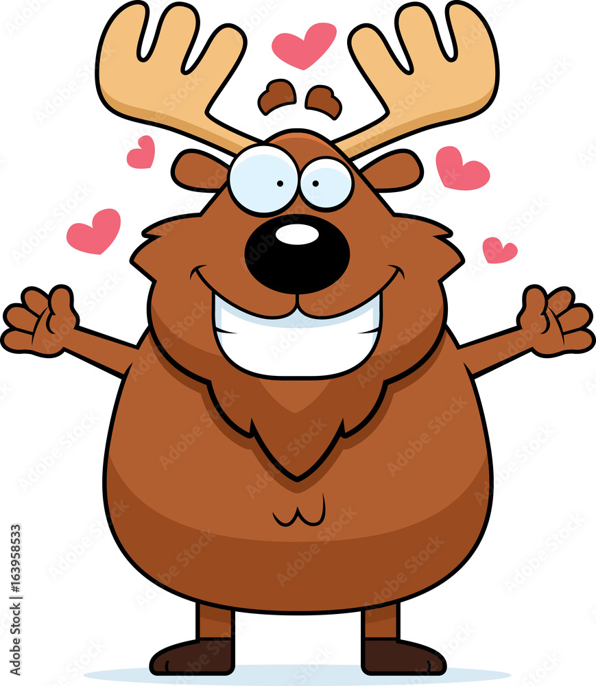 Cartoon Moose Hug Stock Vector | Adobe Stock