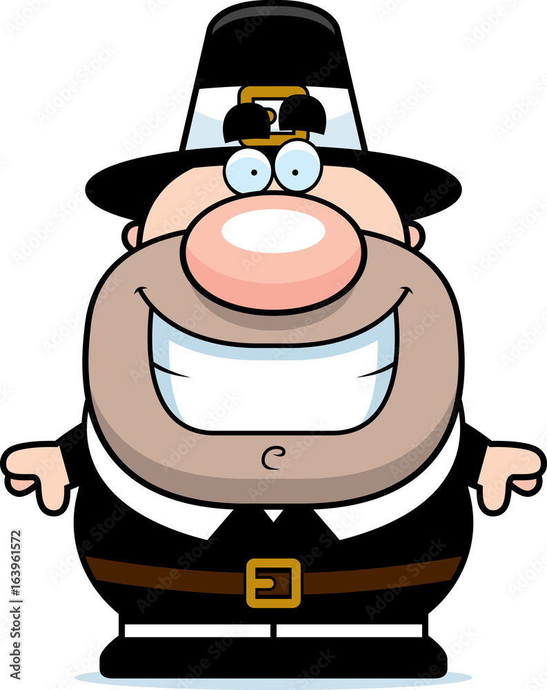 Cartoon Pilgrim Smiling Stock Vector | Adobe Stock