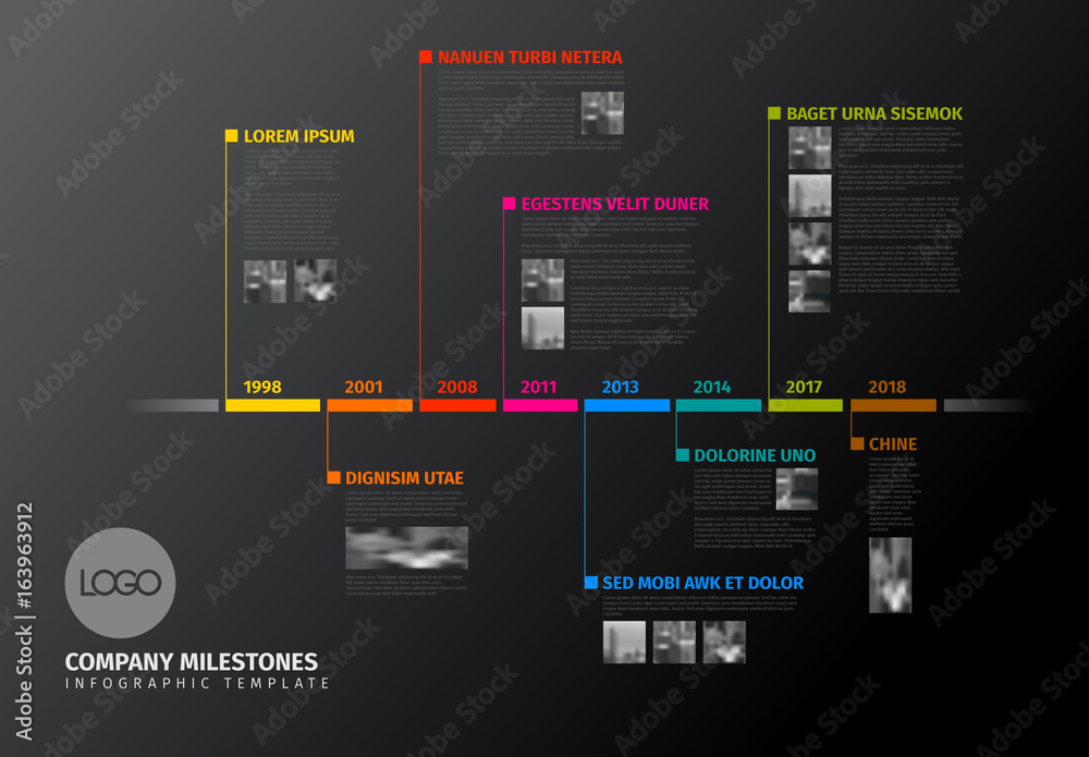 Colorful Linear Timeline Infographic Layout Stock Template | Adobe Stock