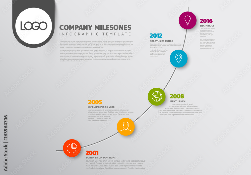 Upward Curve Timeline Infographic Layout Stock Template | Adobe Stock