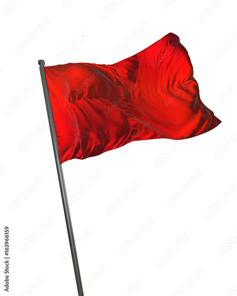 Red Flag Waving Isolated on White Background Portrait Stock ...