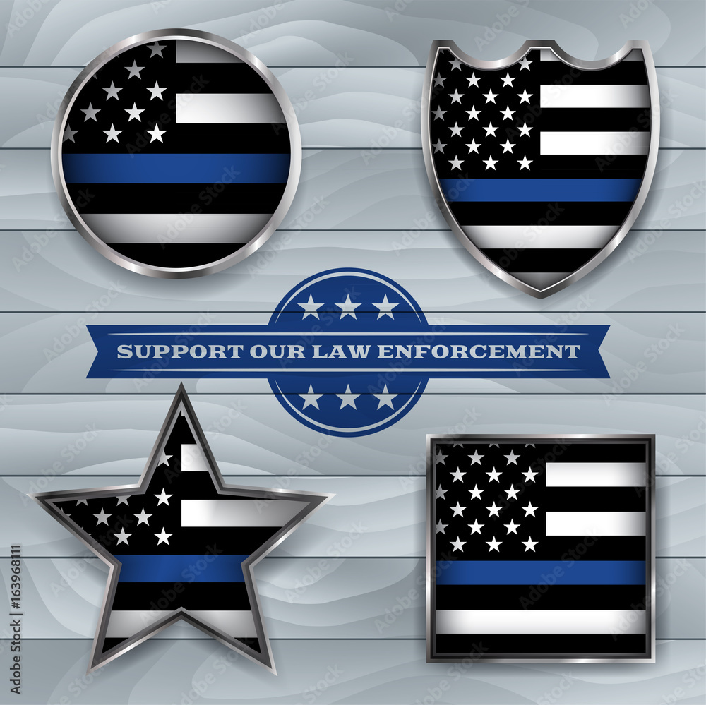 Police Support Flag Badge Illustration Stock Vector | Adobe Stock