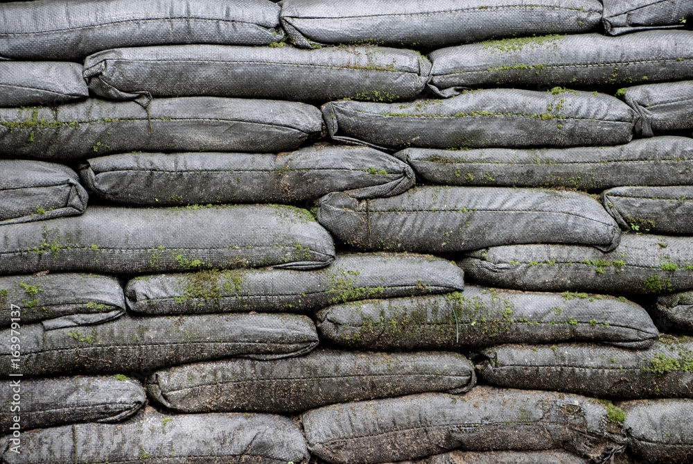 Sandbag bunker texture or Sandbags for flood protection texture ...