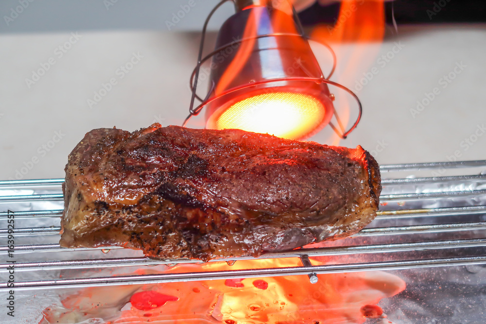 Wagyu New York Strip Steak Cooked via Torch Attachment: 1.3 pound Wagyu ...