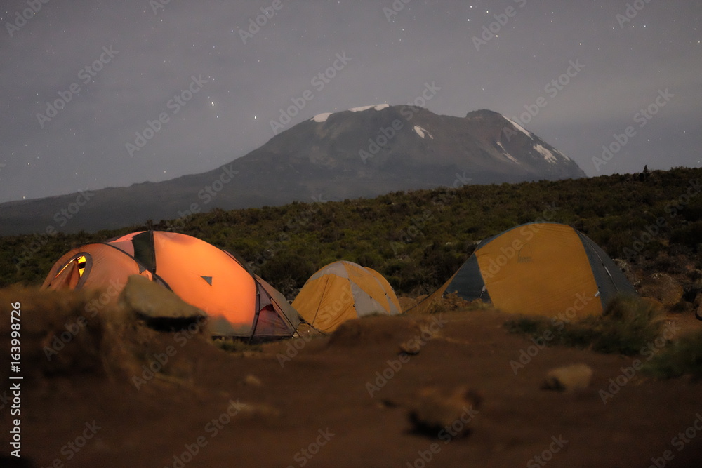Camp sight on Lemosho Route Kilimanjaro, Tanzania Stock Photo | Adobe Stock