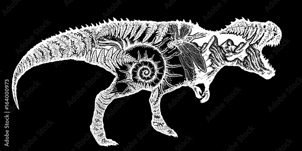 T-Rex dinosaur monster t-shirt design.Symbol of archeology ...