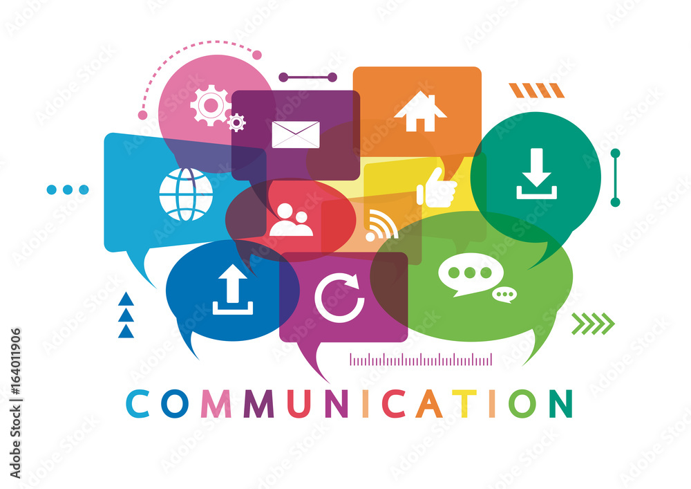 Vector illustration of a communication concept. The word communication ...