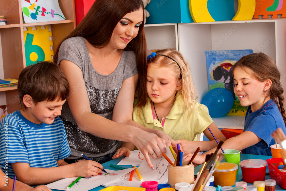 Kids Painting In School