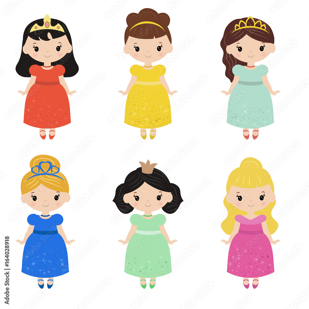 Collection Of Beautiful Princesses Stock Vector Adobe Stock