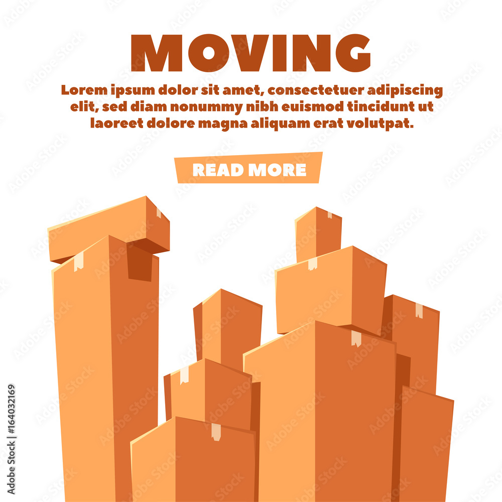 Moving with boxes. Transport company. Cartoon vector illustration Stock ...