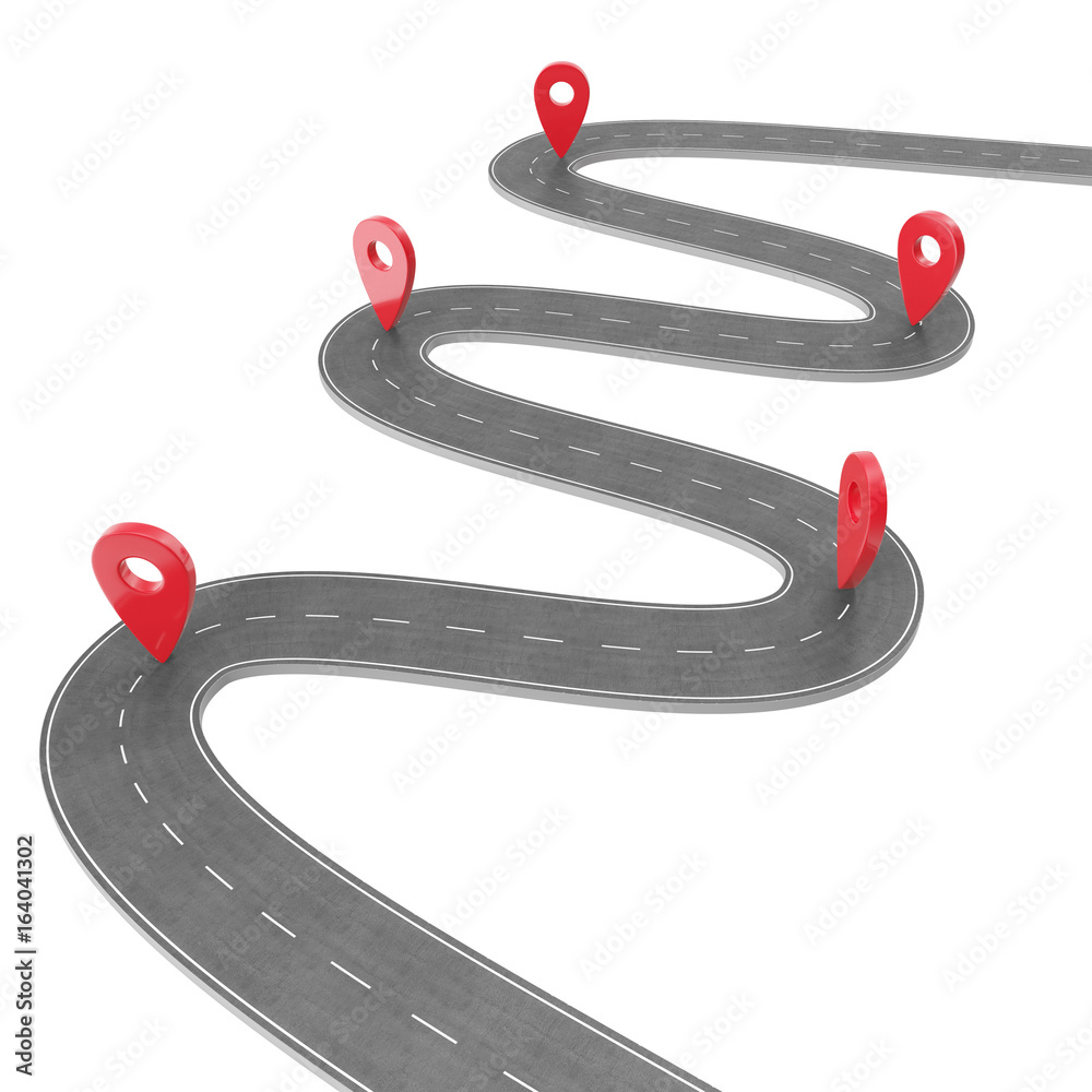 Road infographic with pin pointer. Navigation concept with pin pointer ...