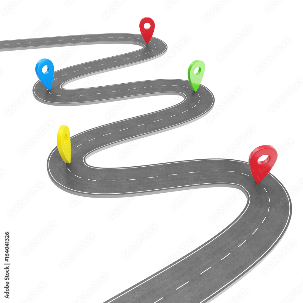 Road infographic with pin pointer. Navigation concept with pin pointer ...
