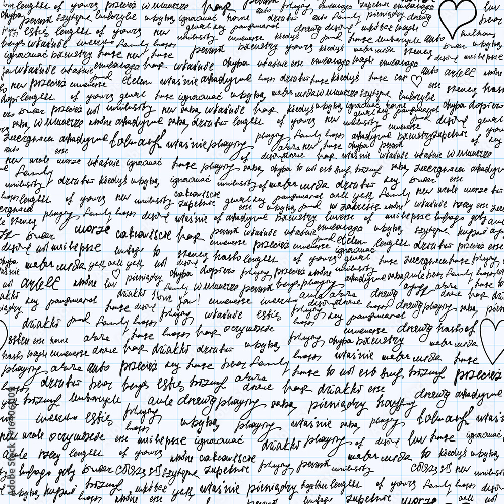 Vector seamless pattern with handwritten text, words and letters ...