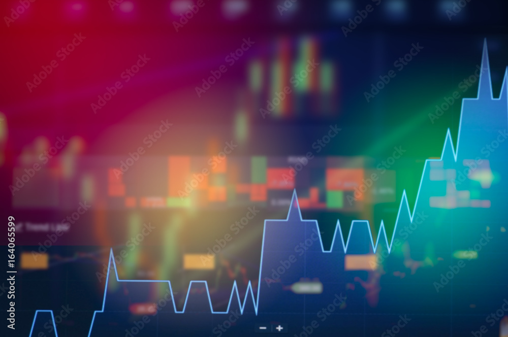 Stock market digital graph chart on LED display concept. A large ...