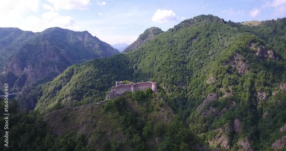 Video Stock Poenari fortress near Arefu. Vlad the Impaler Castle in ...