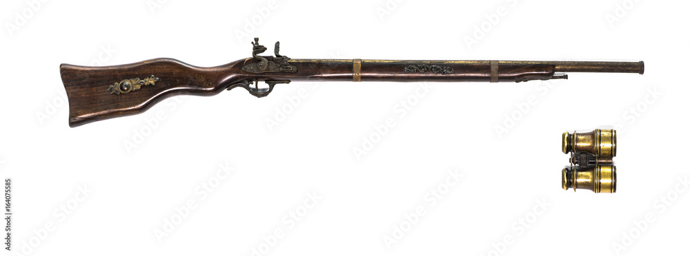 Ancient long flintlock,old rifle Stock Photo | Adobe Stock