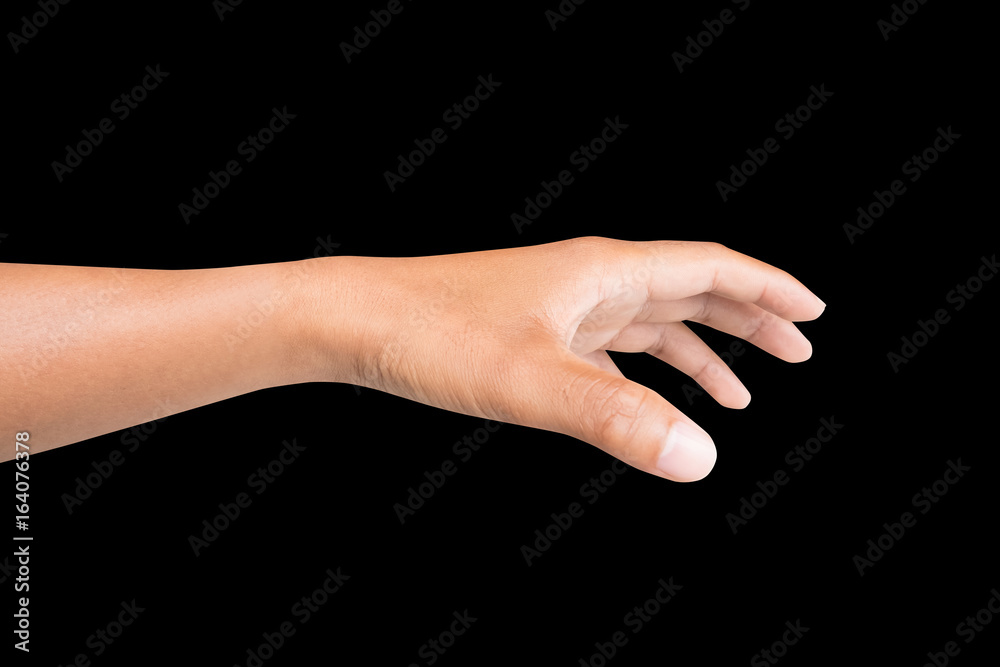 left side hand of a man trying to reach or grab something. fling, touch ...